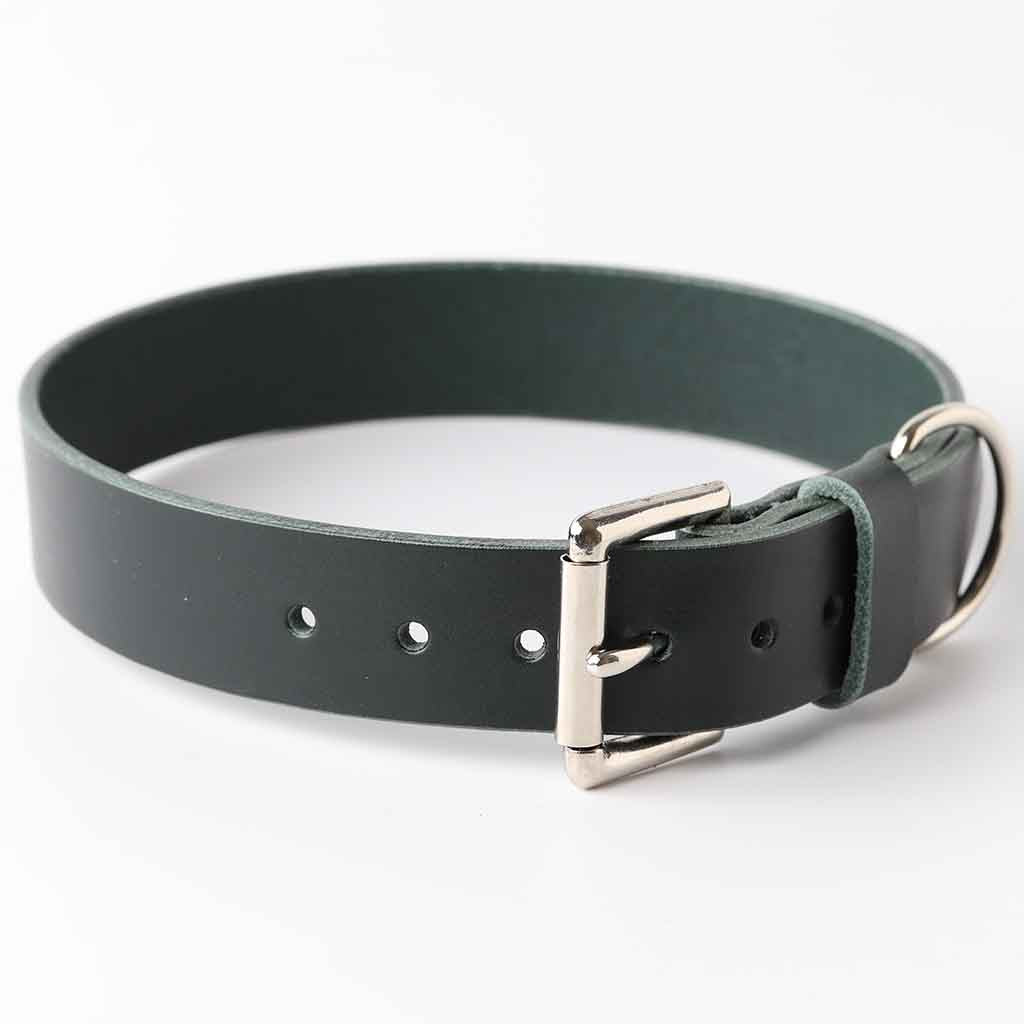 Racing Green Leather Dog Collar / Bridle Leather Kaseta